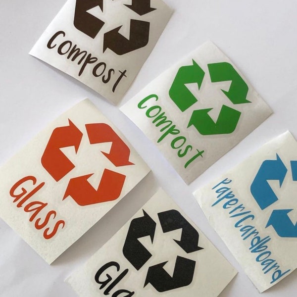 Blue Recycling Bin Recycle Sticker Trash Can Bin Labels 5 Inch Self ...