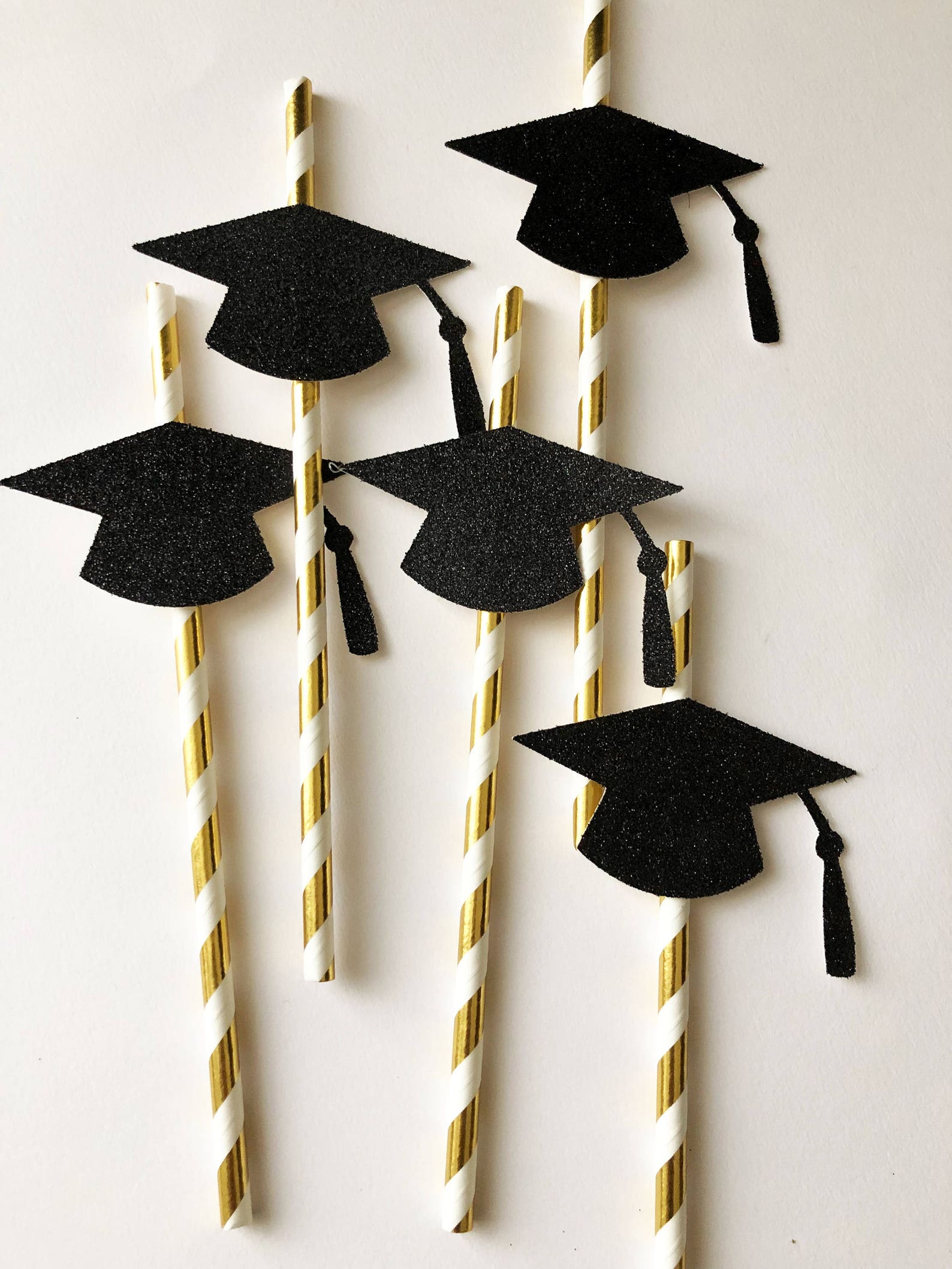Graduation Party Straws With Mortarboard Toppers - Etsy
