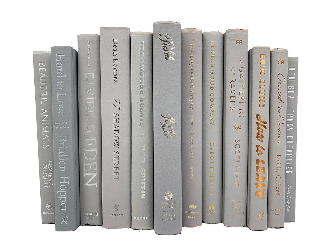 Bundle of Light Gray Decorative Books With Gold, Silver, White ...