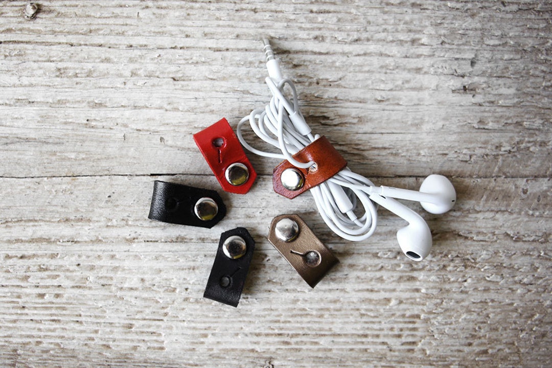 Leather Cord Organizer: Tech Accessories, Earbud Keeper - Etsy