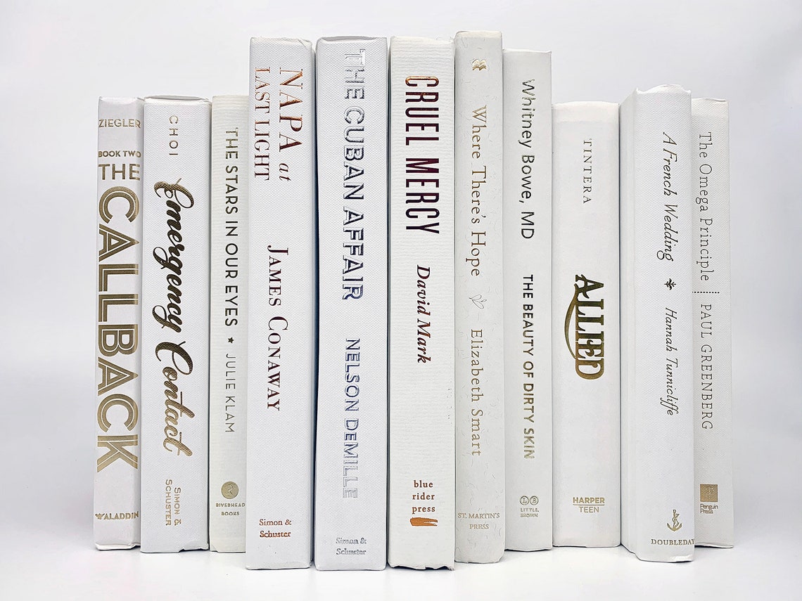 Bundle of White Decorative Books with Gold Silver Red Blue | Etsy