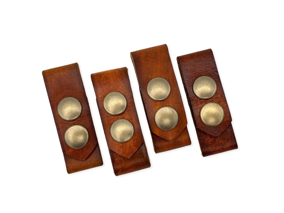 Leather Belt Keepers: Brass Hardware, Heavy Duty Snaps (4-pack, 3/4 ...
