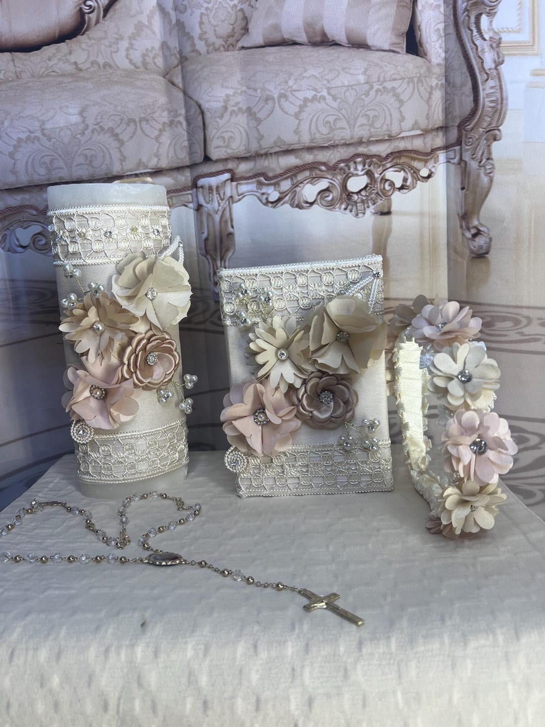 First Holy Communion Set, Includes Headband, Candle, New Testament ...
