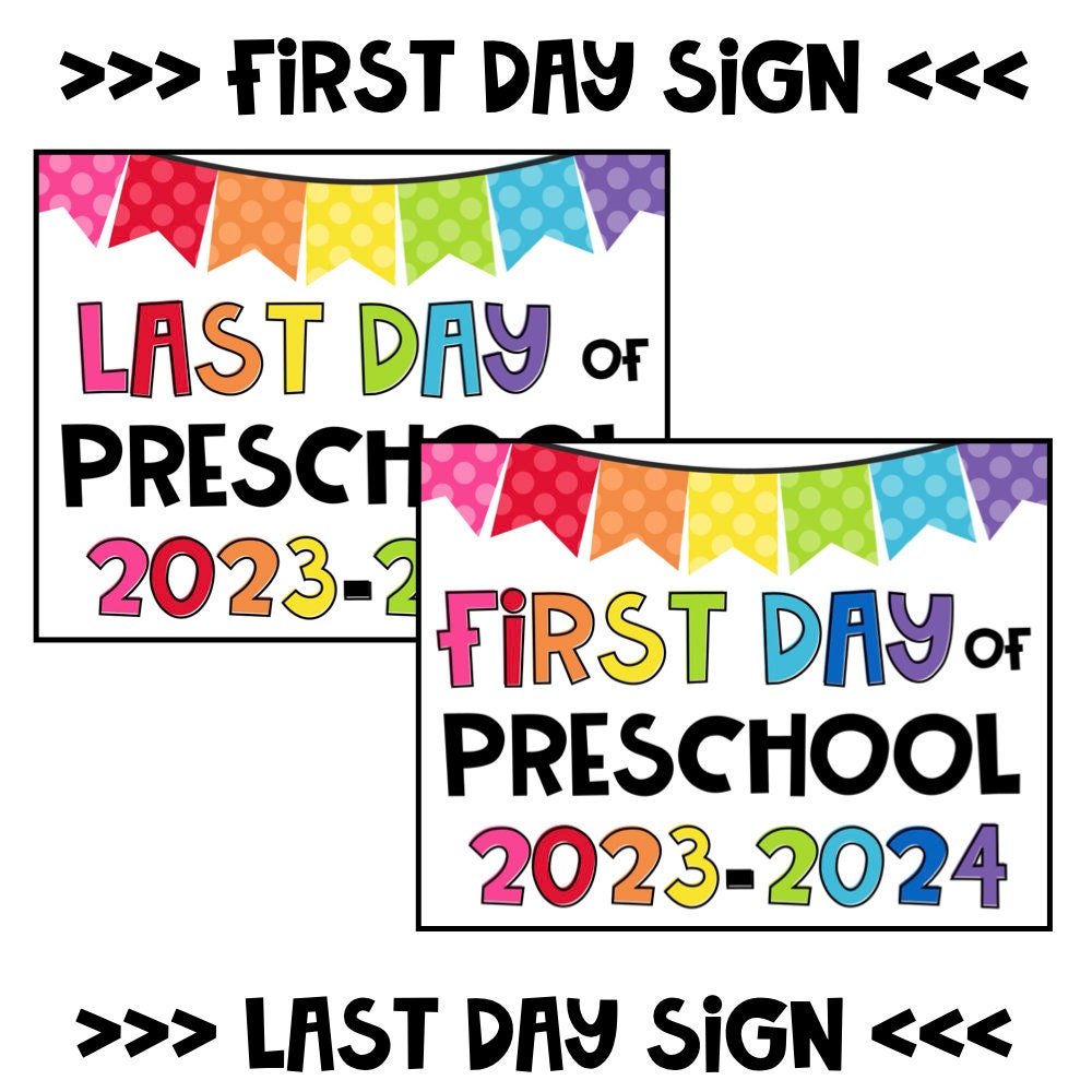 Printable First and Last Day of School Sign Preschool - Etsy