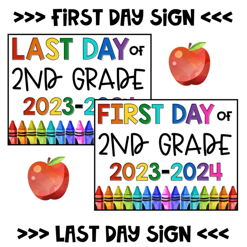 Printable First and Last Day of School Sign 2nd Grade - Etsy