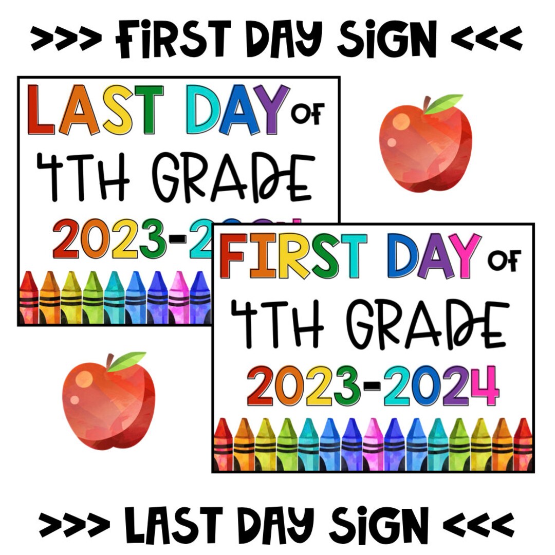 Printable First and Last Day of School Sign 4th Grade - Etsy