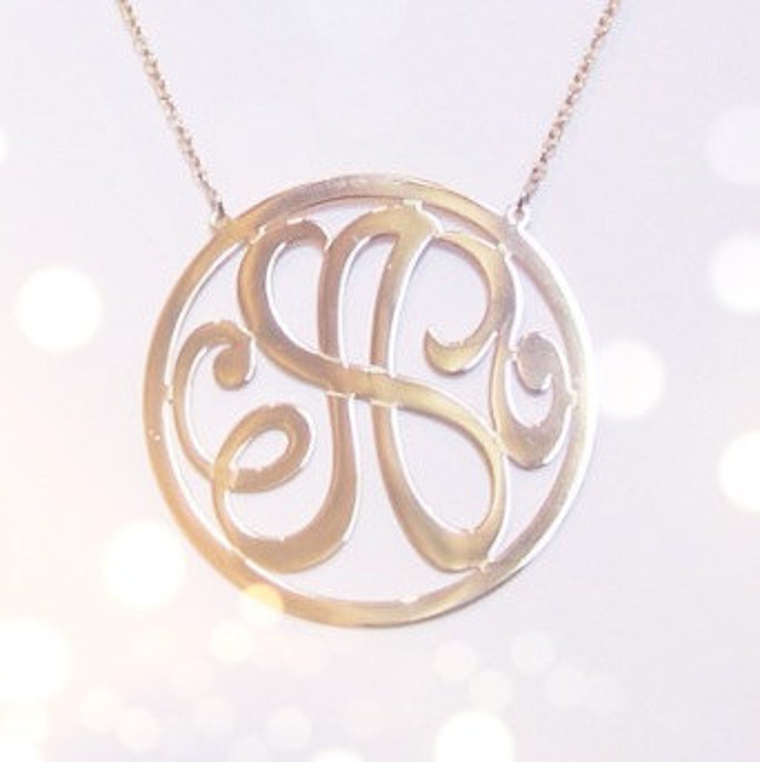 Medium 14k Gold Single Initial Monogram Necklace - Etsy