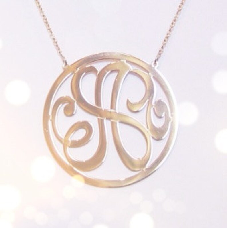 Medium 14k Gold Single Initial Monogram Necklace - Etsy