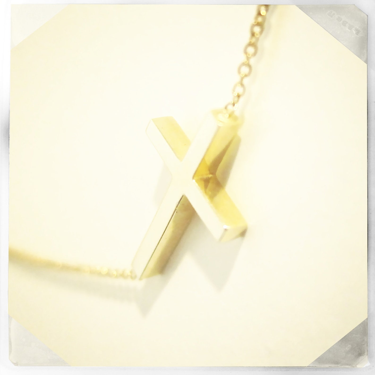 Medium 14k Gold Off-center Sideways Cross Necklace - Etsy