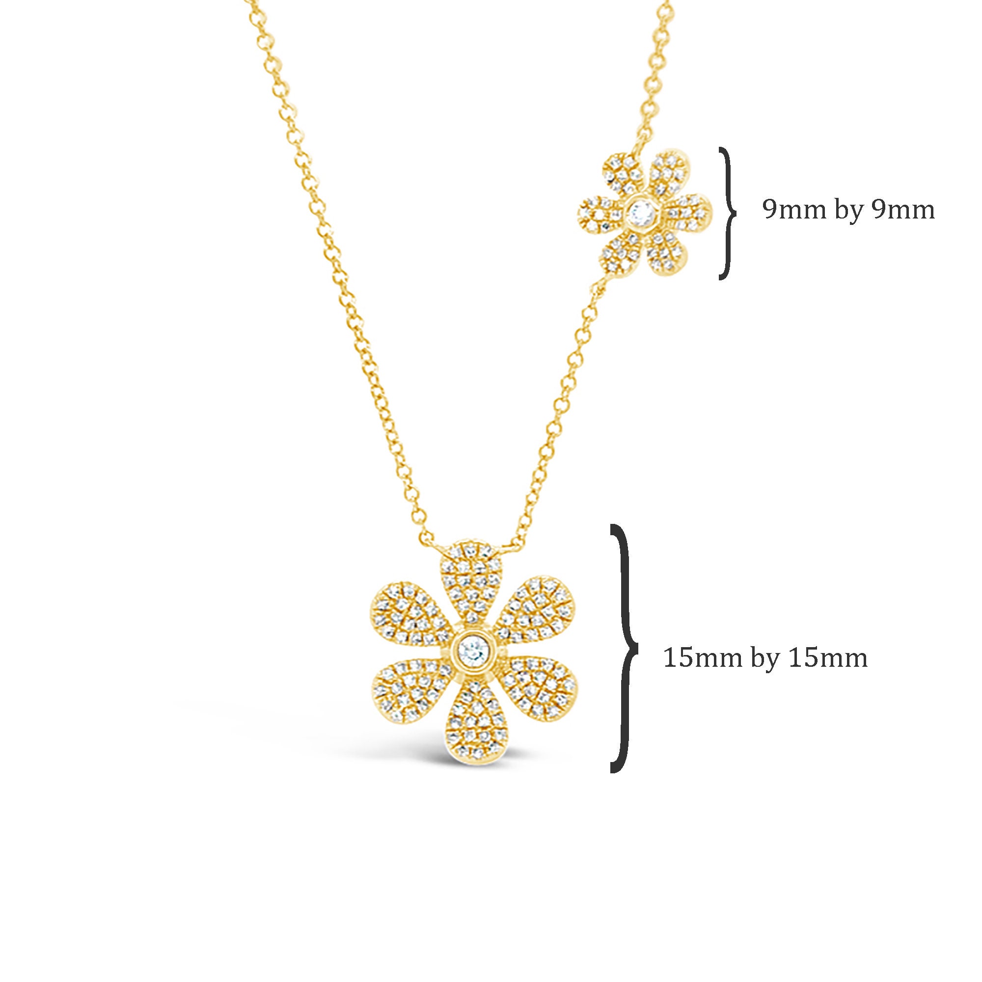 Pave Flower Necklace, Diamond Flower Necklace, Layering Necklace ...