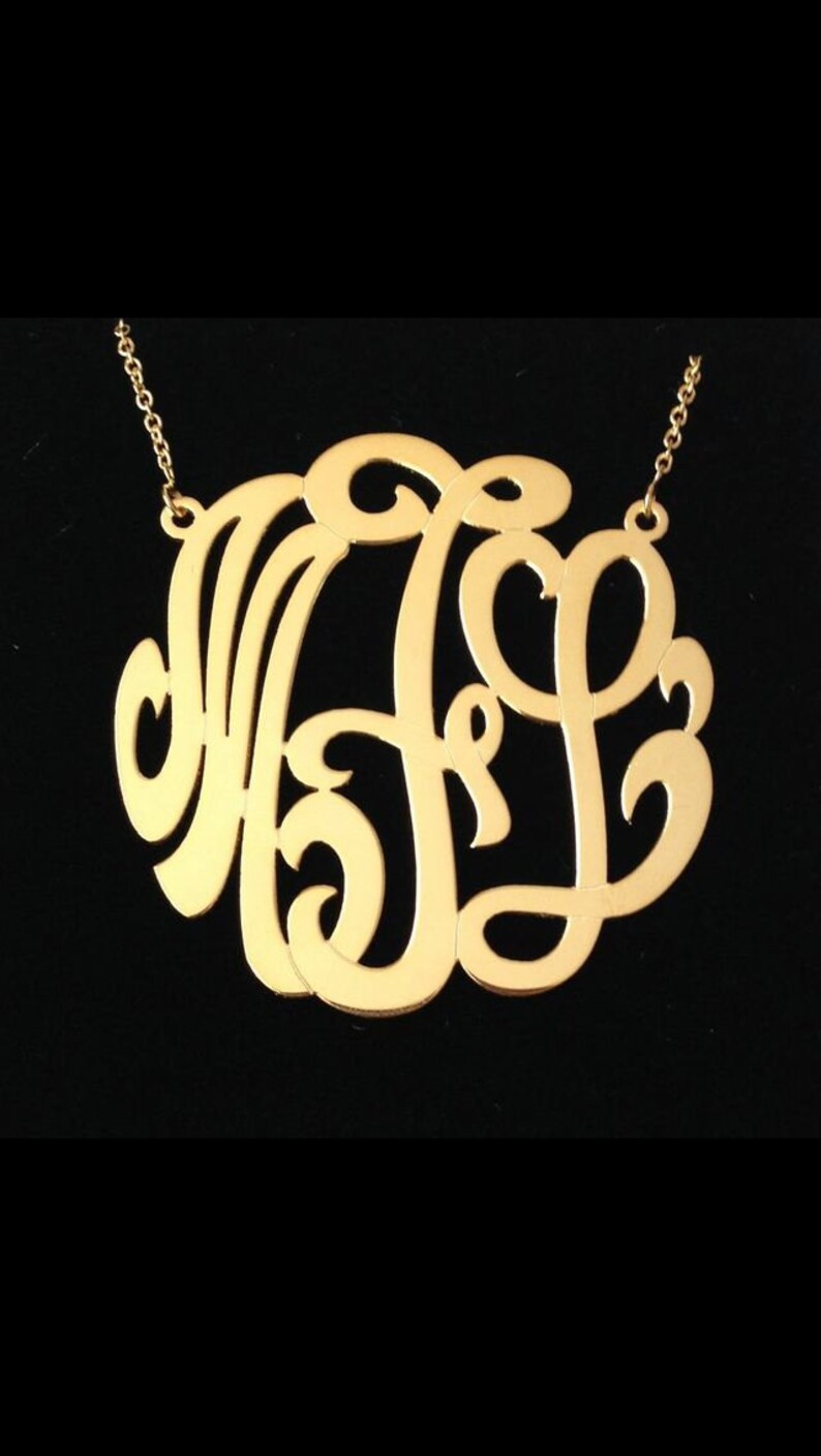 Large 14k Gold Monogram Necklace - Etsy
