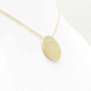 Diamond Initial Disc Necklace - 14k Yellow, White, or Rose Gold - Matte ...