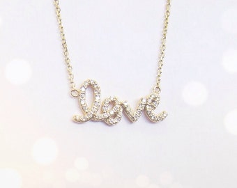 Love Script Necklace | Etsy