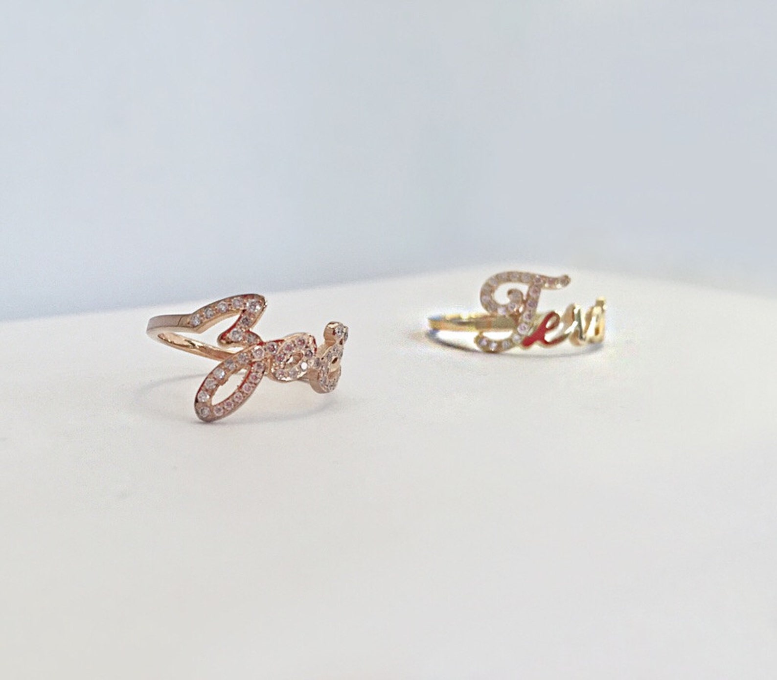 Script Diamond Name Ring | Etsy