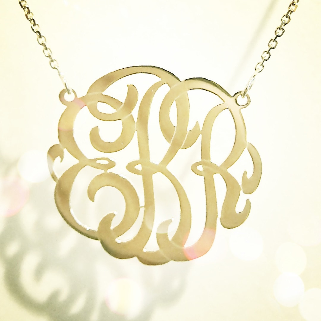 Small Personalized Monogram Necklace //14k Yellow Rose or - Etsy