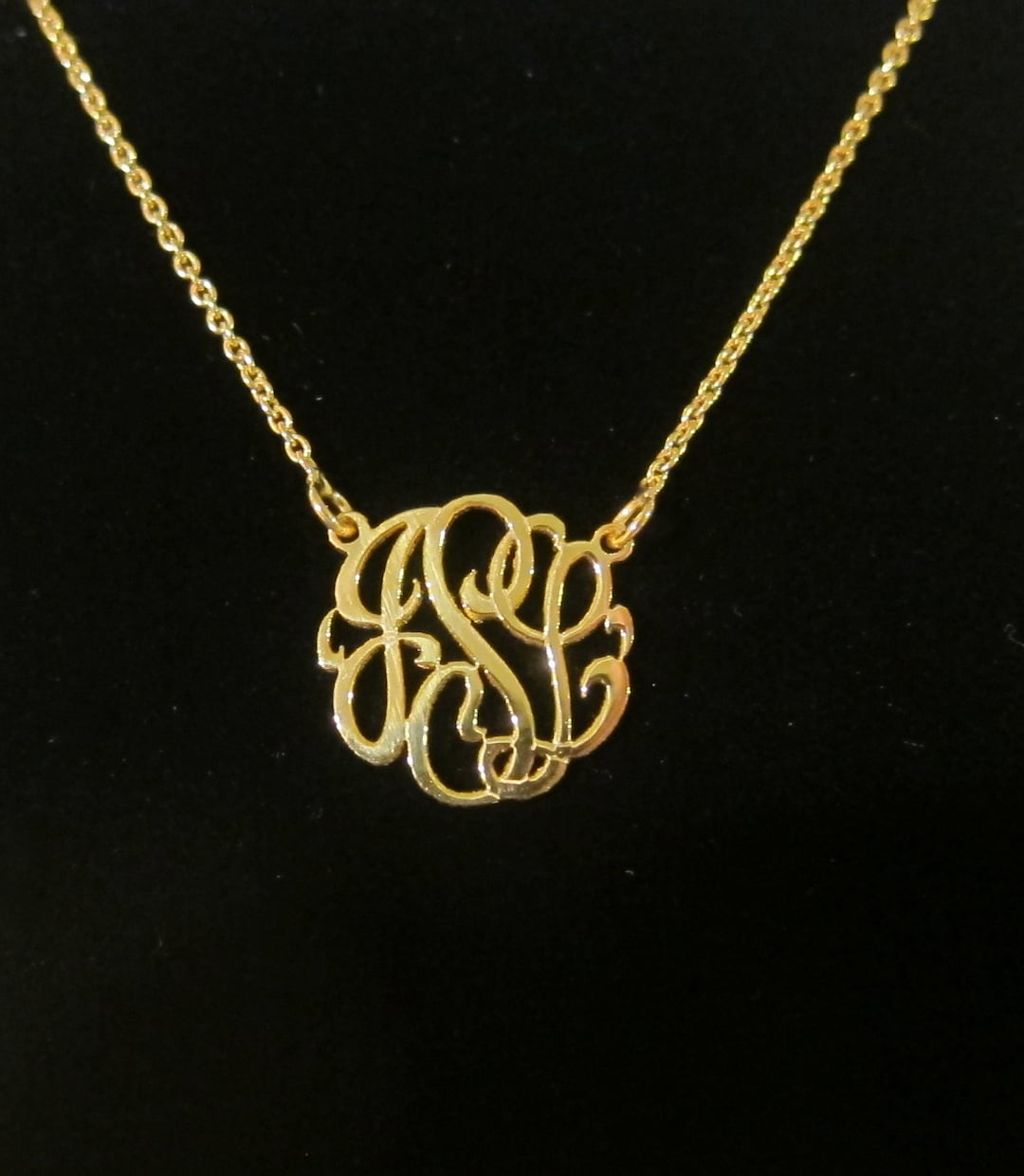 Tiny 14k Gold Monogram Necklace, Statement Pendant Jewelry, 14k Gold ...