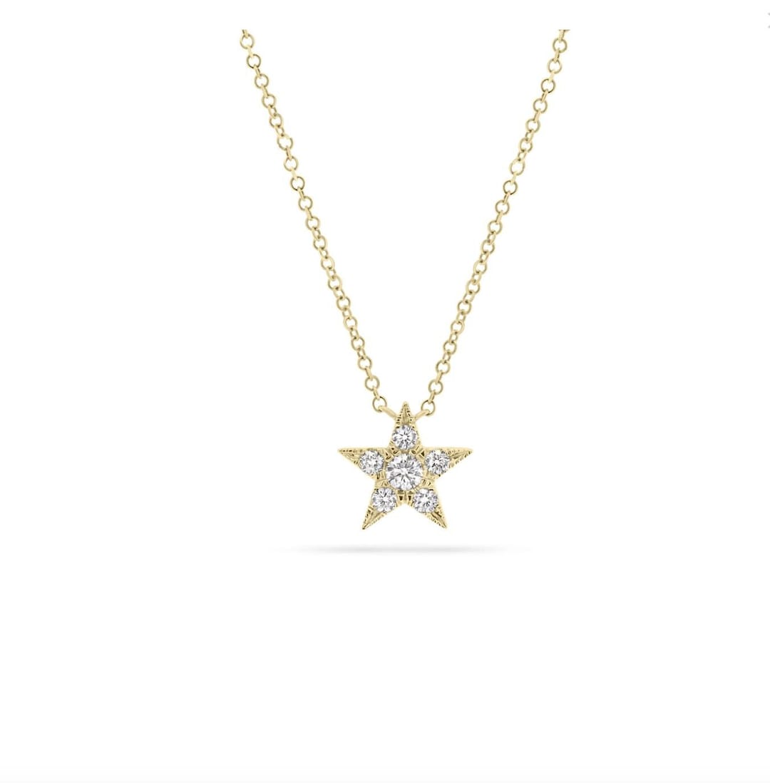 Diamond Twinkling Star Pendant 14k Gold, Dainty Jewelry, Natural ...