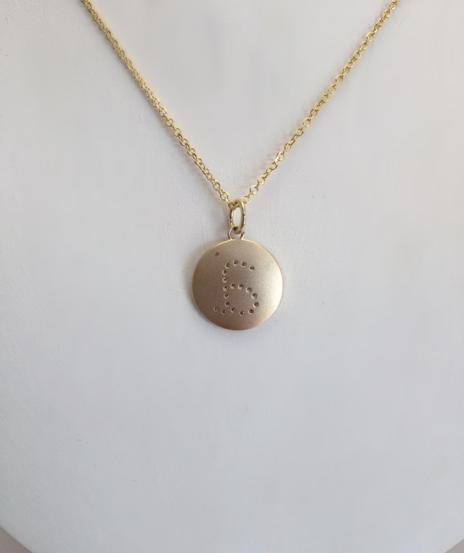 Personalized Diamond Initial Disc Necklace With Birthstone // - Etsy