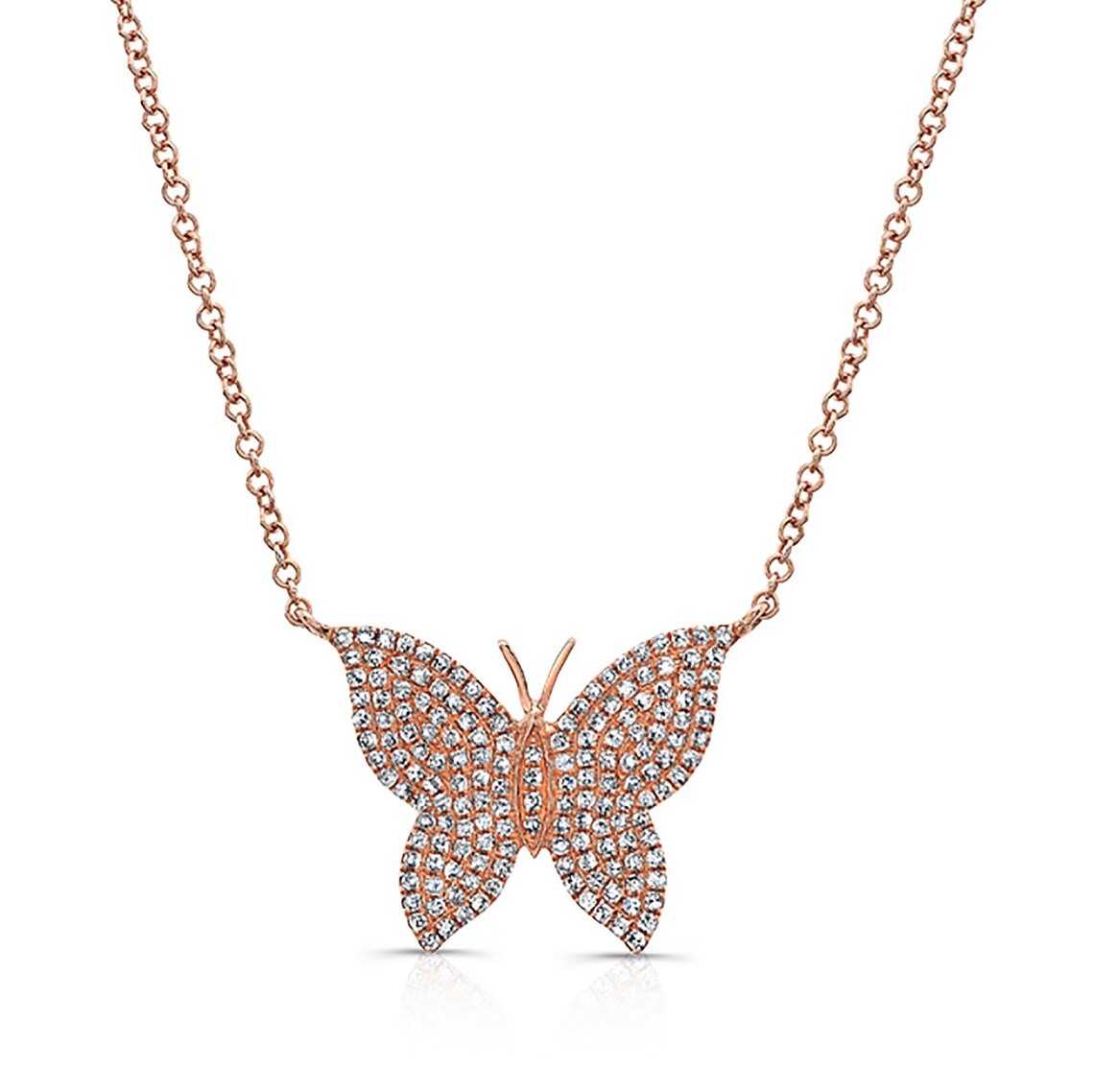 Genuine Diamond Butterfly Necklace, 14K Gold Jewelry, Monarch Butterfly ...