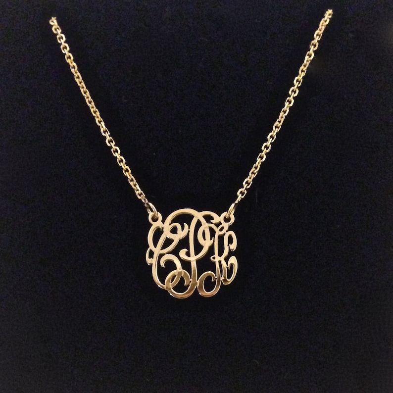 Tiny 14k Gold Monogram Necklace - Etsy