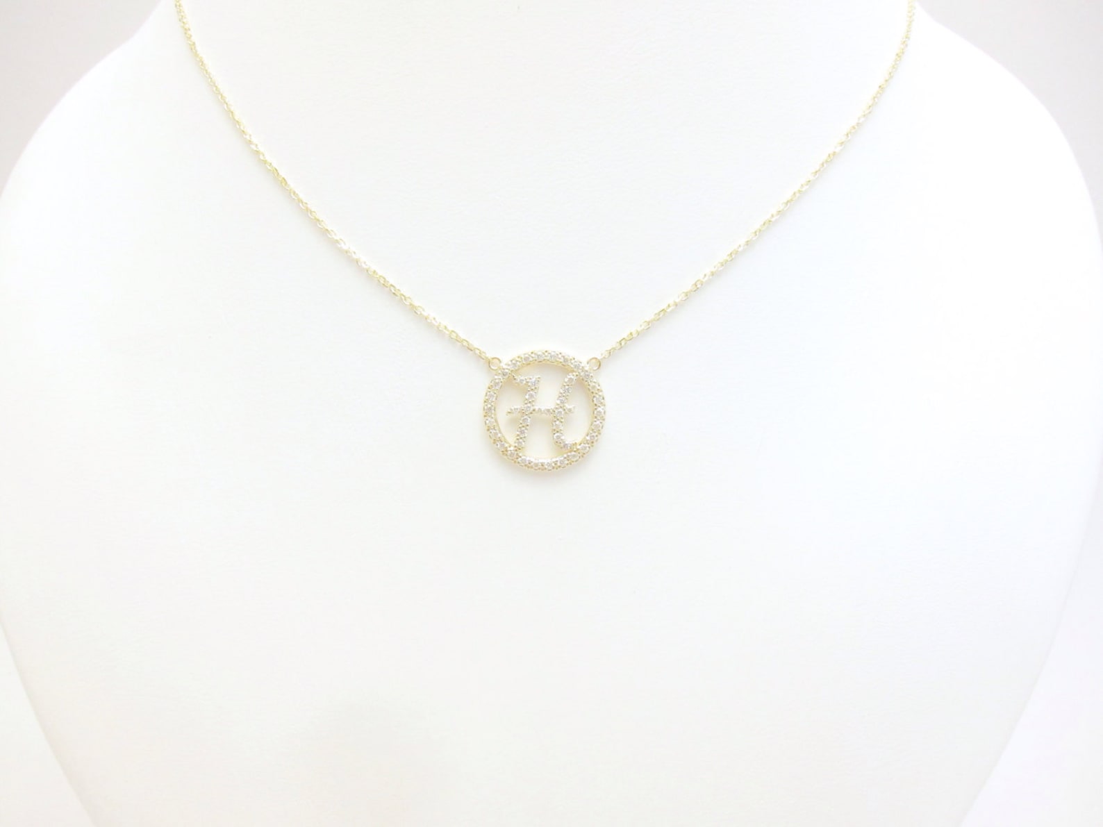 Small Gold and Diamond Initial Necklace 14k Yellow White or | Etsy