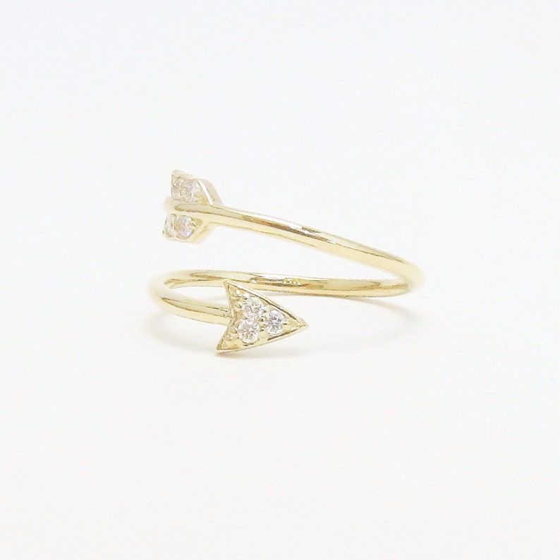 Diamond Arrow Ring 14k Gold, Natural Diamonds, Spiral Ring, Cupids ...