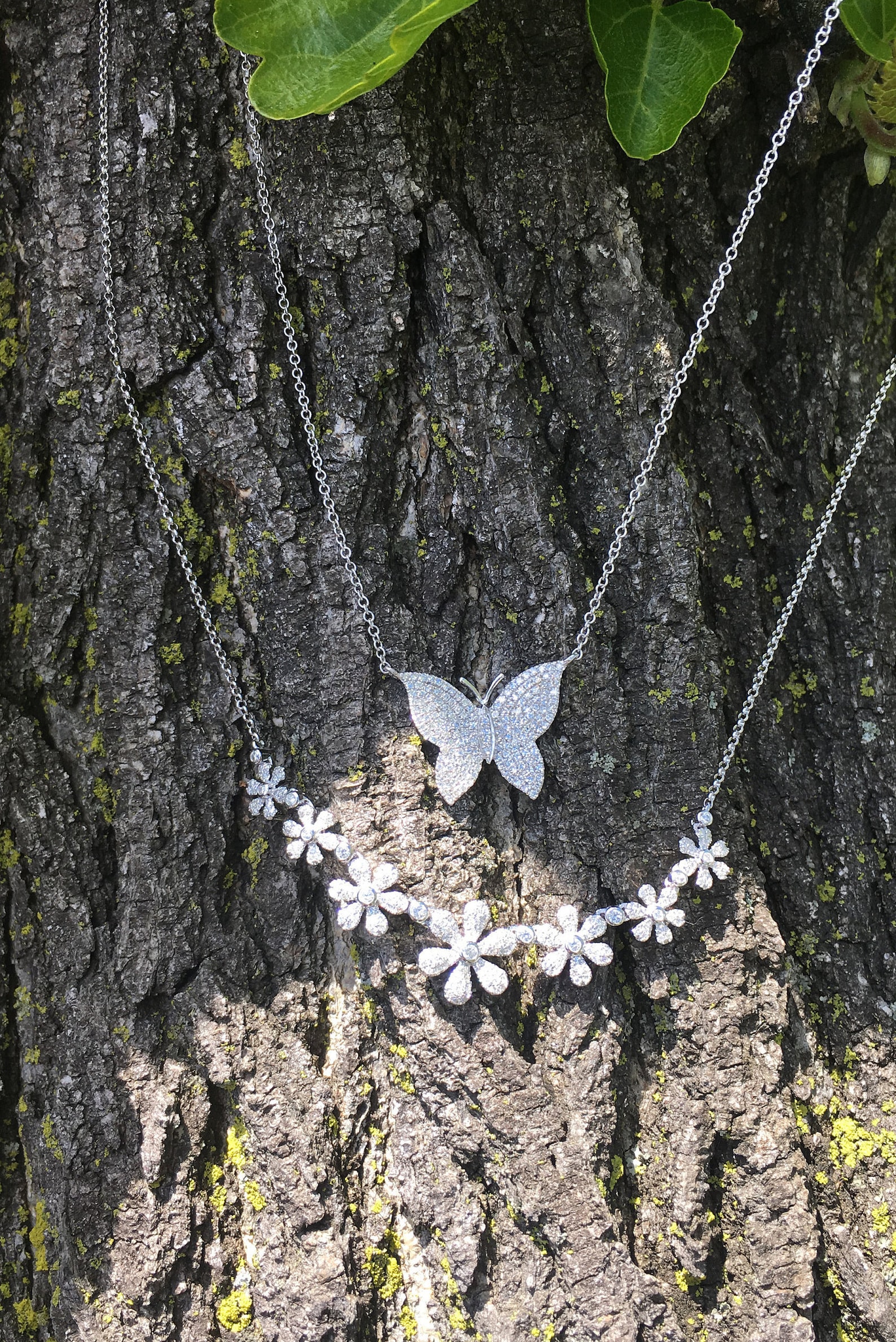 Genuine Diamond Butterfly Necklace 14K Gold Jewelry Monarch | Etsy