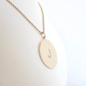 Oversize 14k Gold Diamond Initial Disc Pendant Necklace - Etsy
