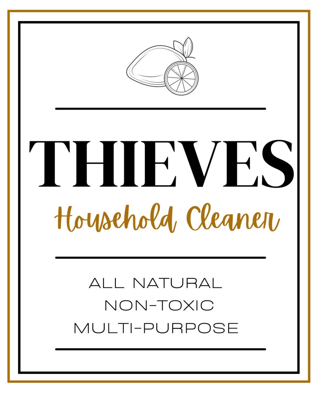 INSTANT DOWNLOAD | Black&gold Thieves Household Cleaner Label | 3.25in ...