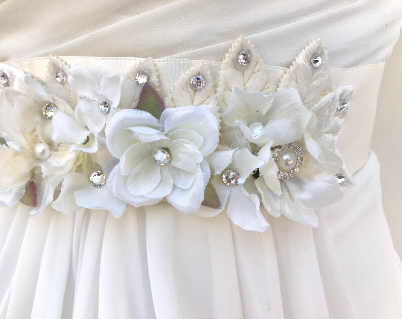 Floral Bridal Sash-wedding Sash in Ivory With Swarovski | Etsy