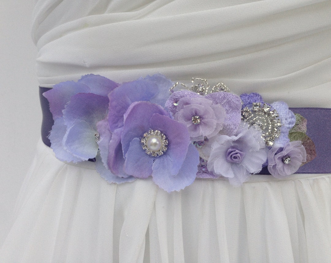 Flower Bridal Sash, Wedding Sash in Lilac, Lavender and Violet With ...