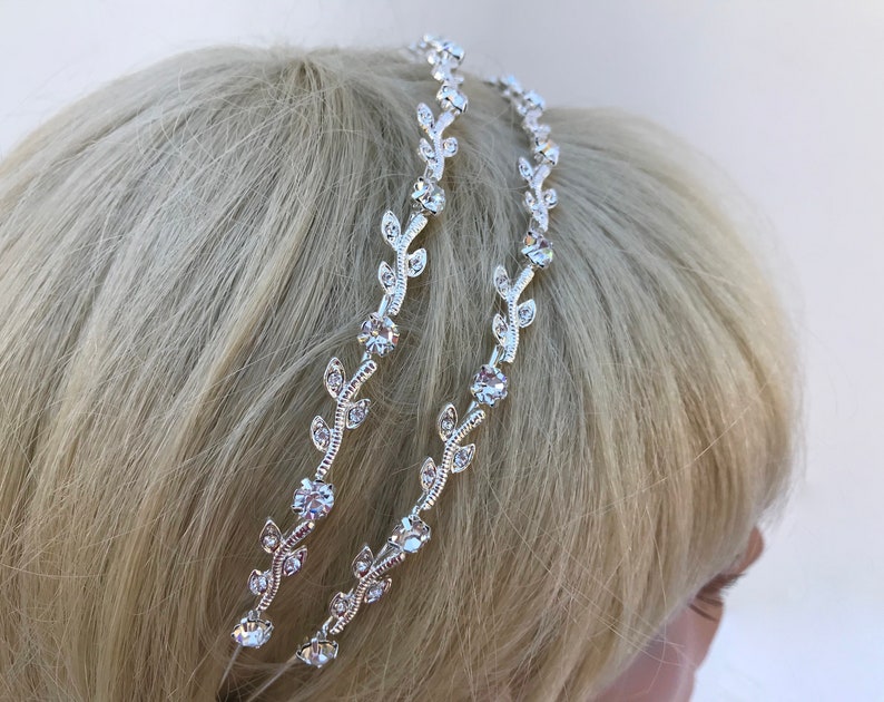 Rhinestone Bridal Double Band Headband Crystal Hairvine Etsy