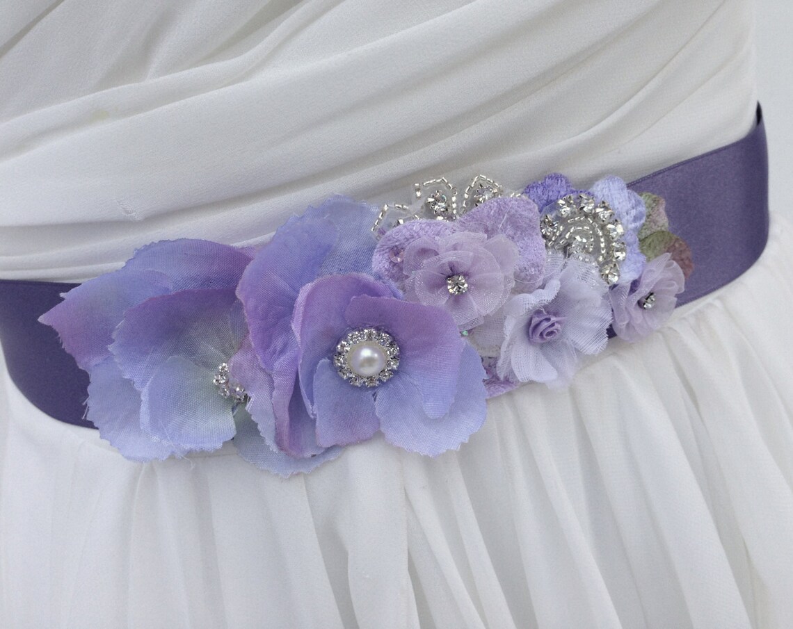 Flower Bridal Sash Wedding Sash in Lilac Lavender and Violet - Etsy