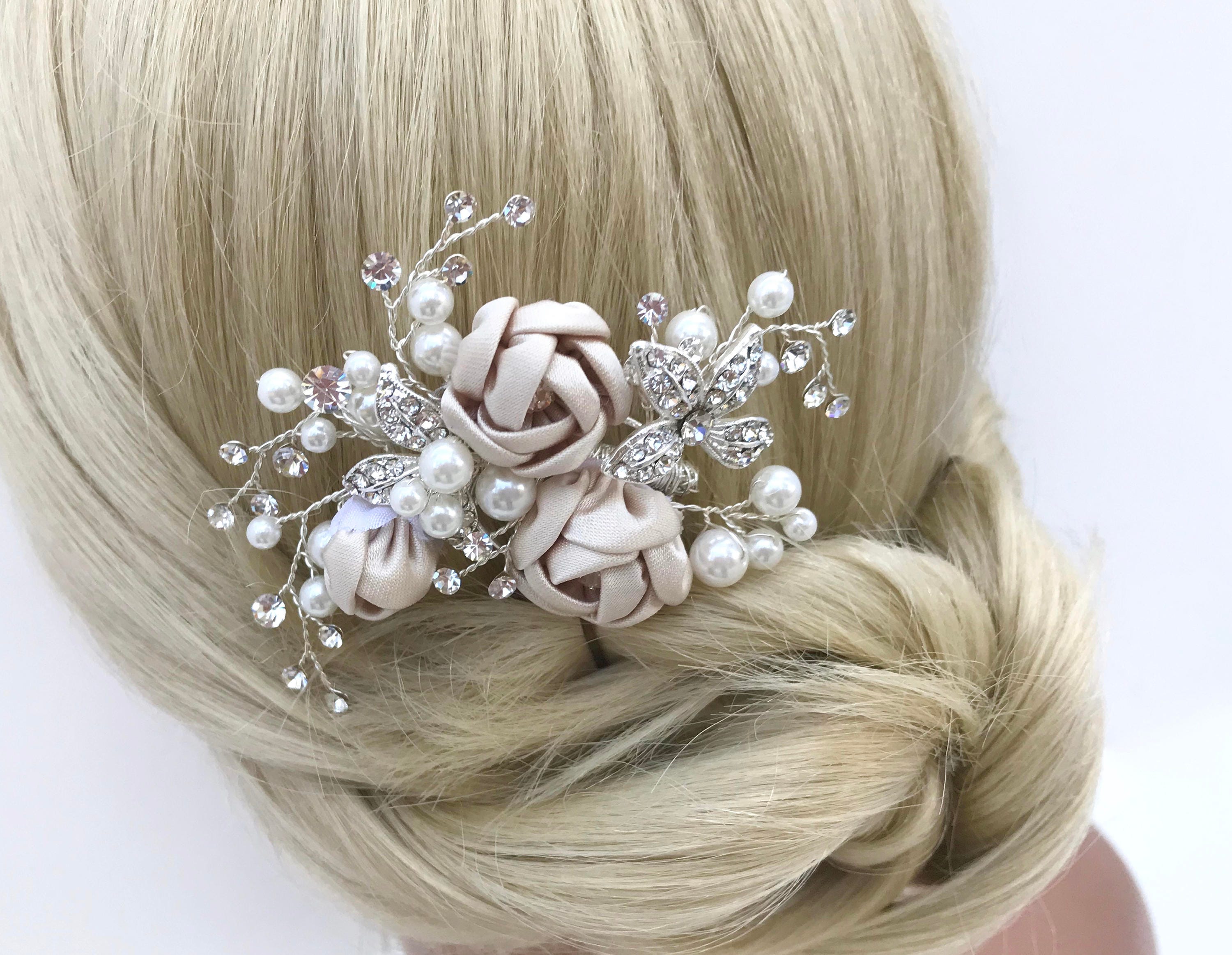 Flower Bridal Hair Pin Floral Wedding Hair Pin Pearl | Etsy