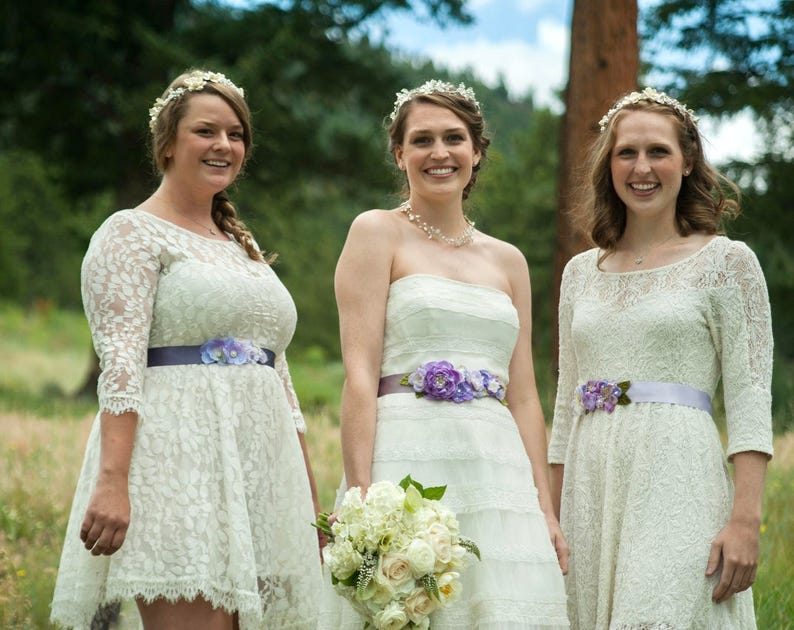 Flower Bridal Sash Wedding Sash in Lilac Lavender and Violet - Etsy