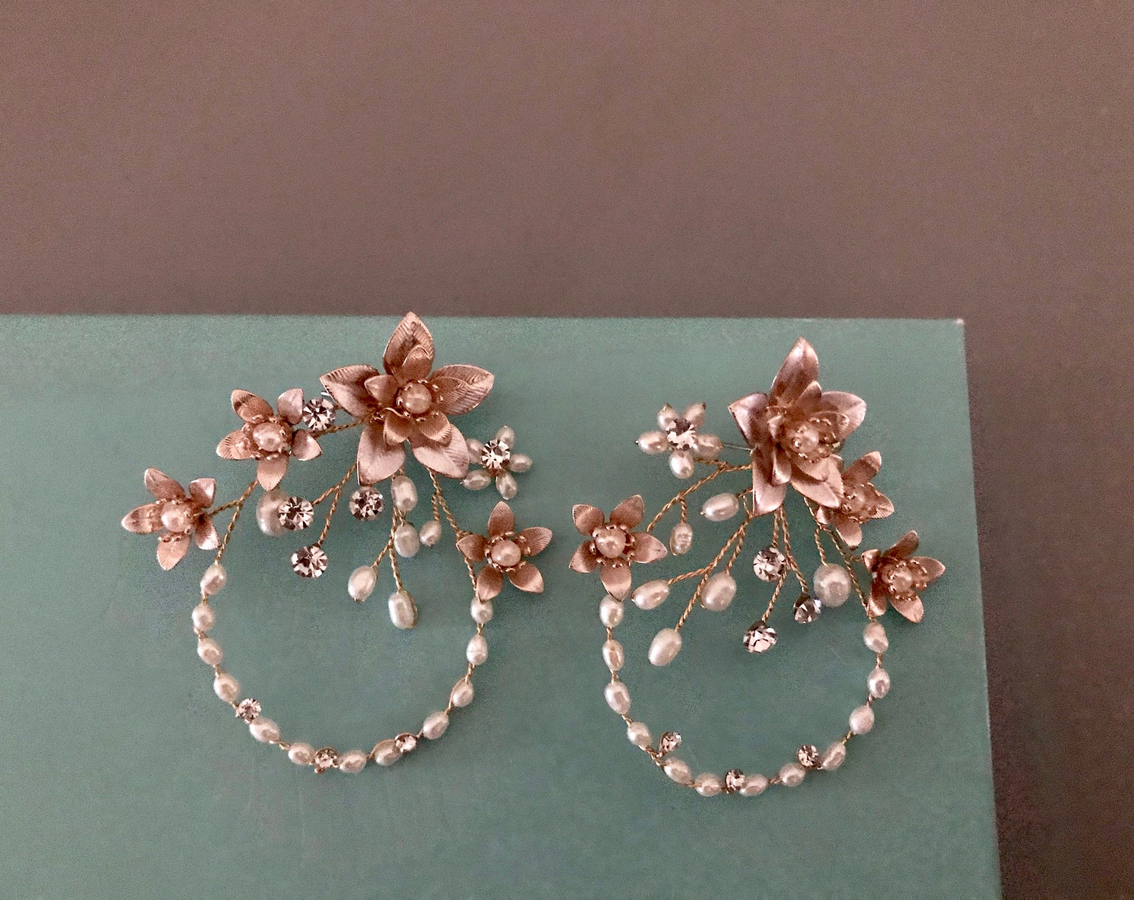 Freshwater Pearl Flower Hoop Earrings / Floral Hoop Earrings / | Etsy