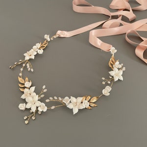 Long Floral Bridal Sash / Flower Wedding Belt / Boho Crystal Wedding ...