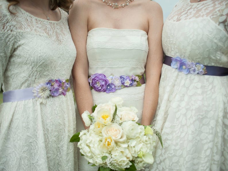 Flower Bridal Sash Wedding Sash in Lilac Lavender and Violet - Etsy