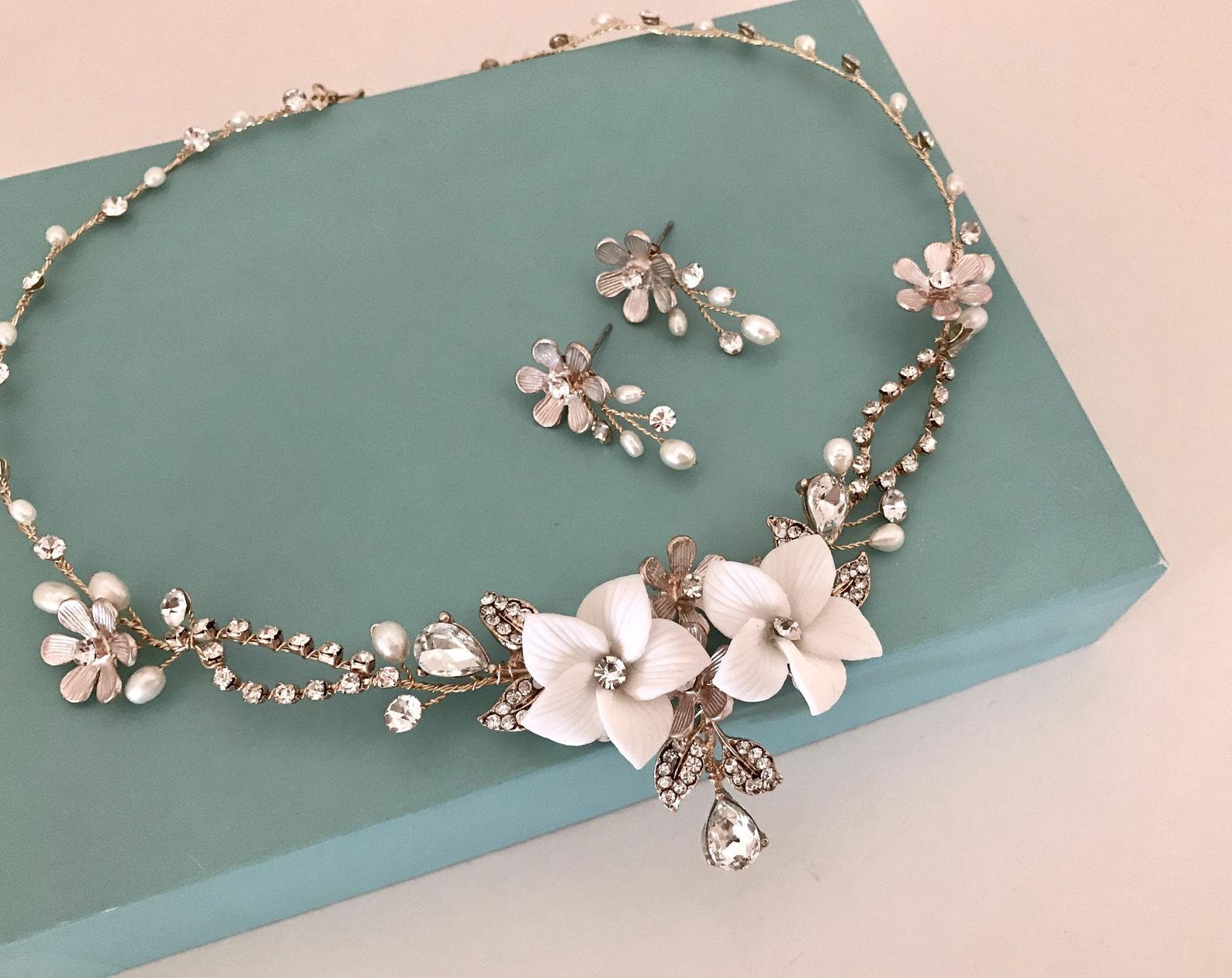Crystal And Pearl Floral Bridal Hair Comb Headpiece Ivory Etsy