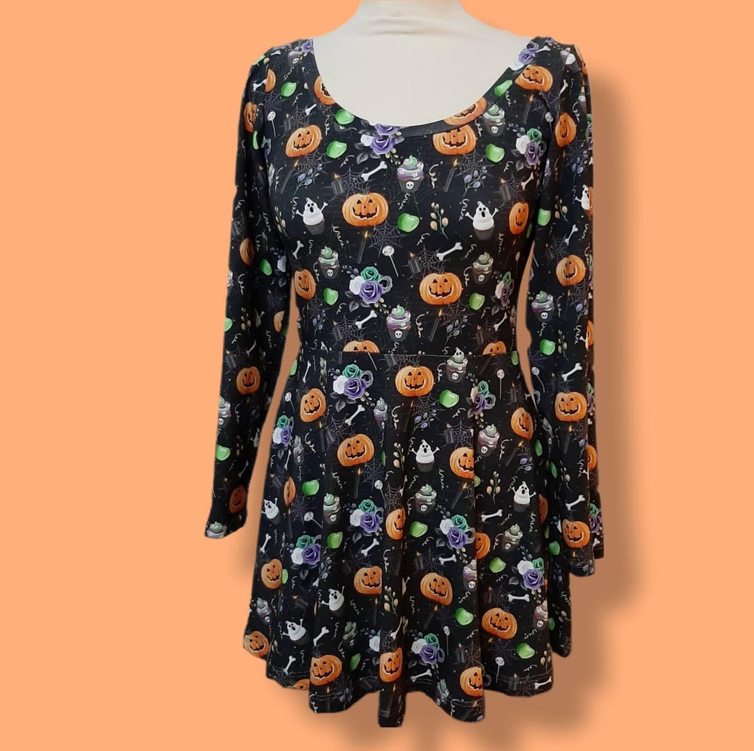 Creepy Candy Skater Mini Dress - S (uk 8-10) Long Sleeve Alternative ...