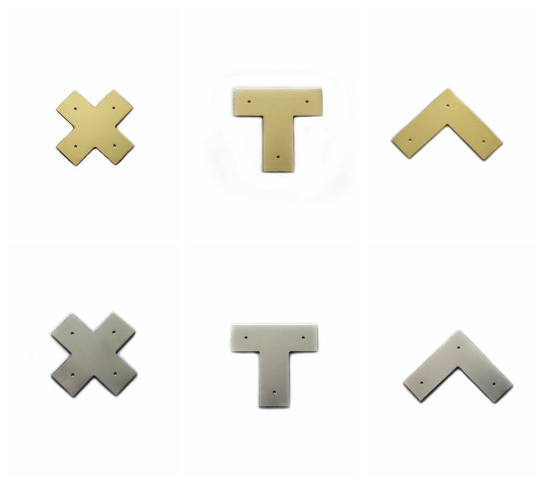 Campaign Furniture Brackets - X, L and T - Polished Brass, Chrome, or ...