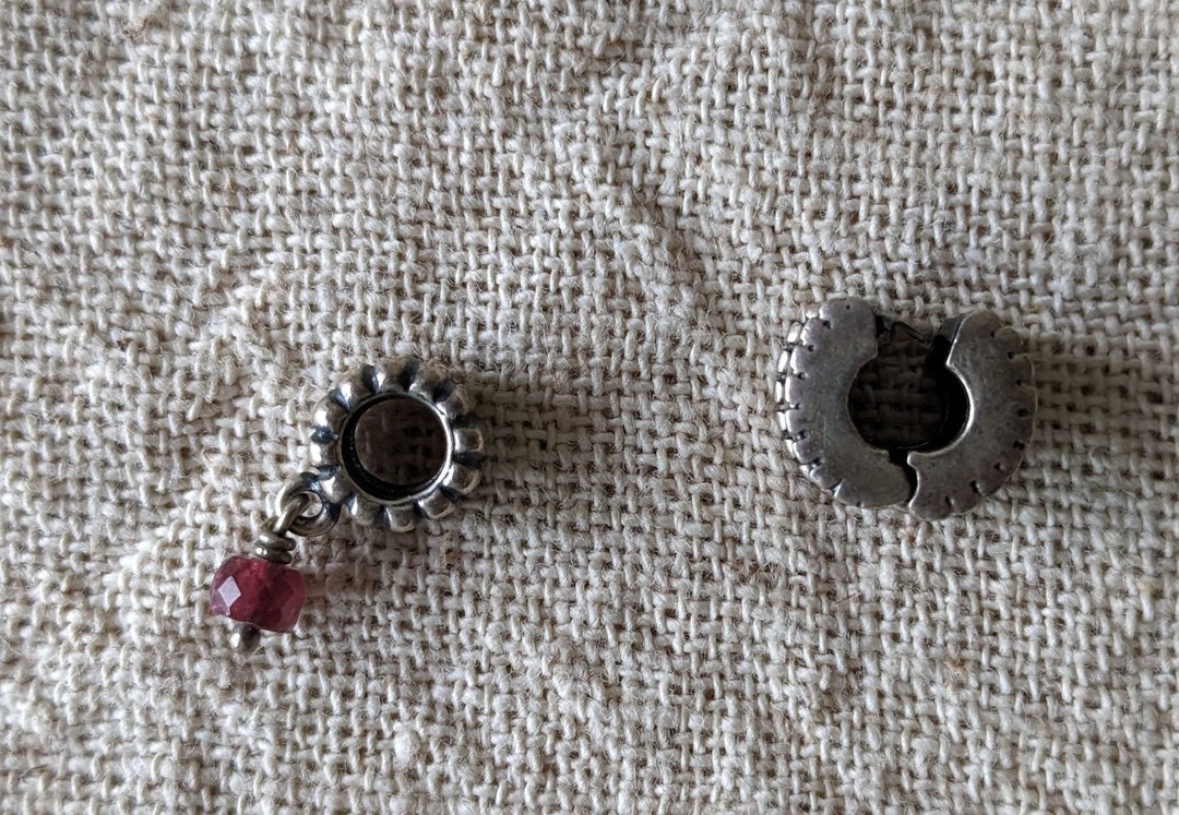 Pandora Red July Charm and Spacer, Birthday Dangle & Sterling Spacer ...