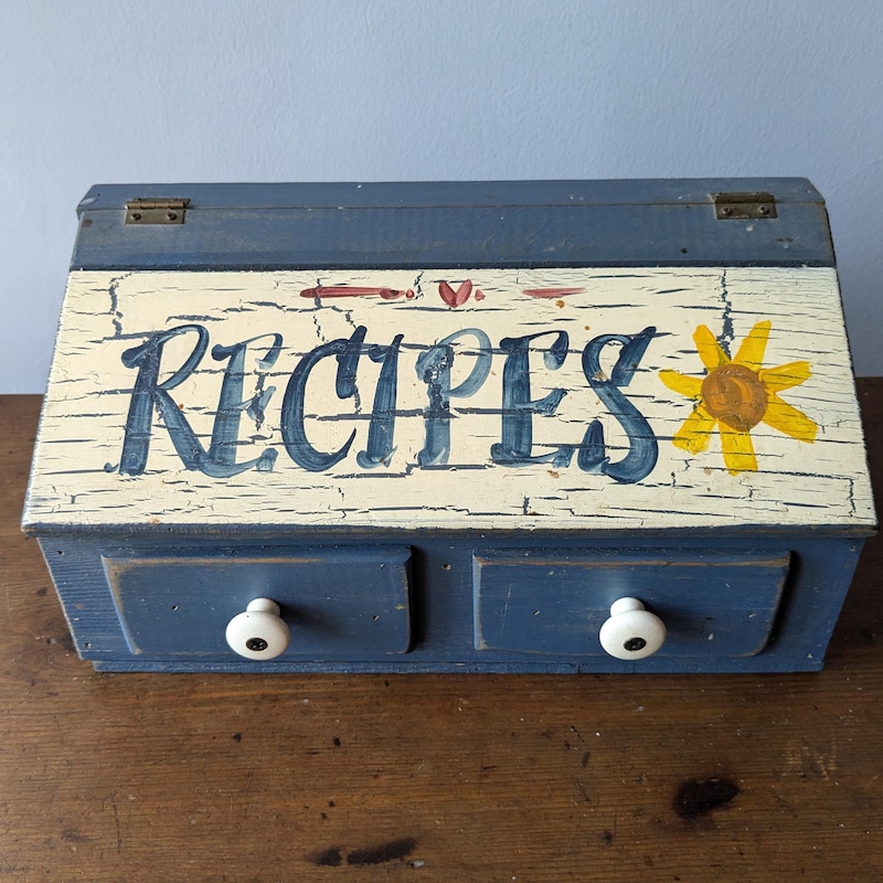 Painted Recipe Box - Etsy