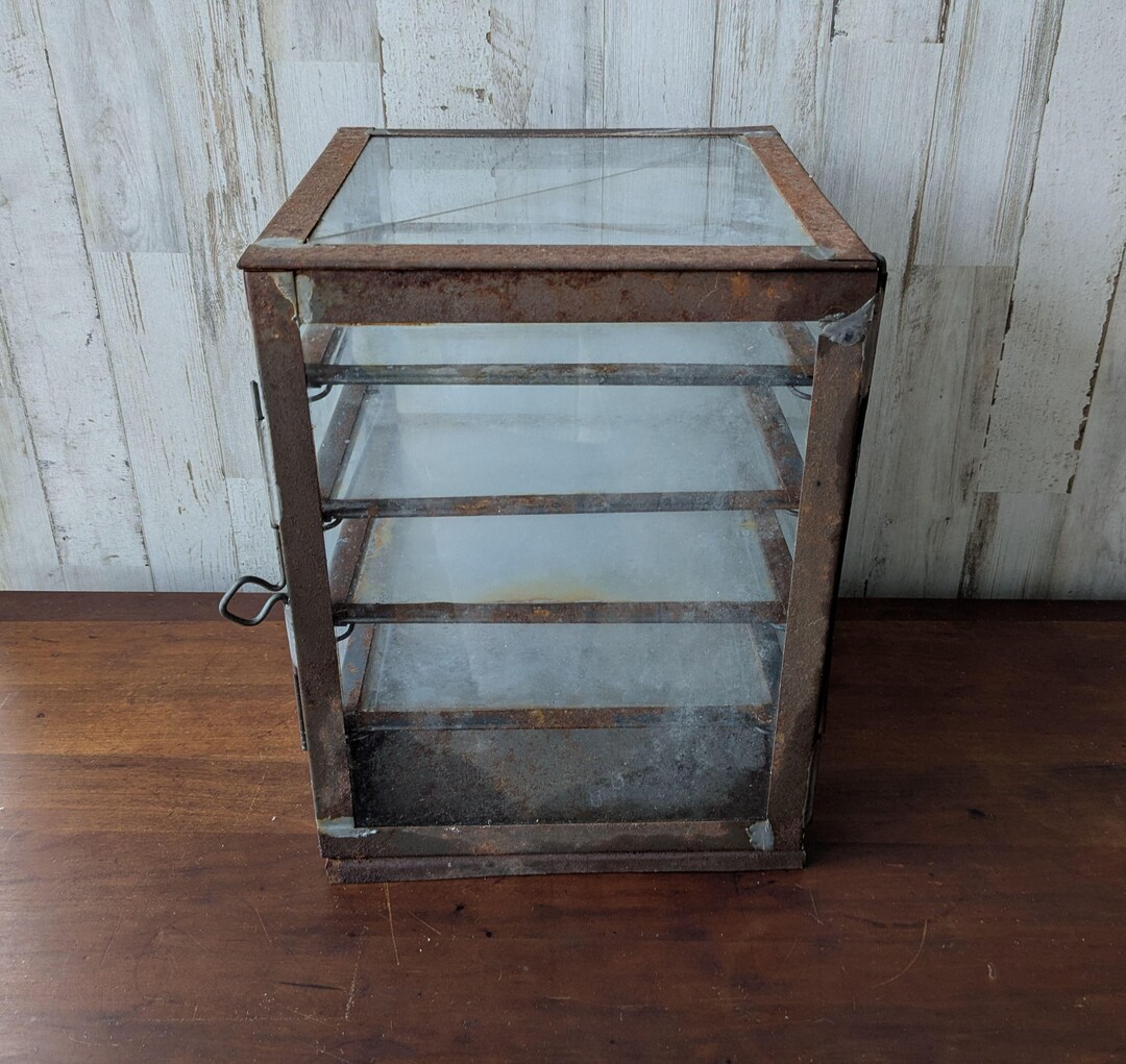Antique Very Rusty Glass Display Case, Pie Cabinet, Bakery Shop Counter ...