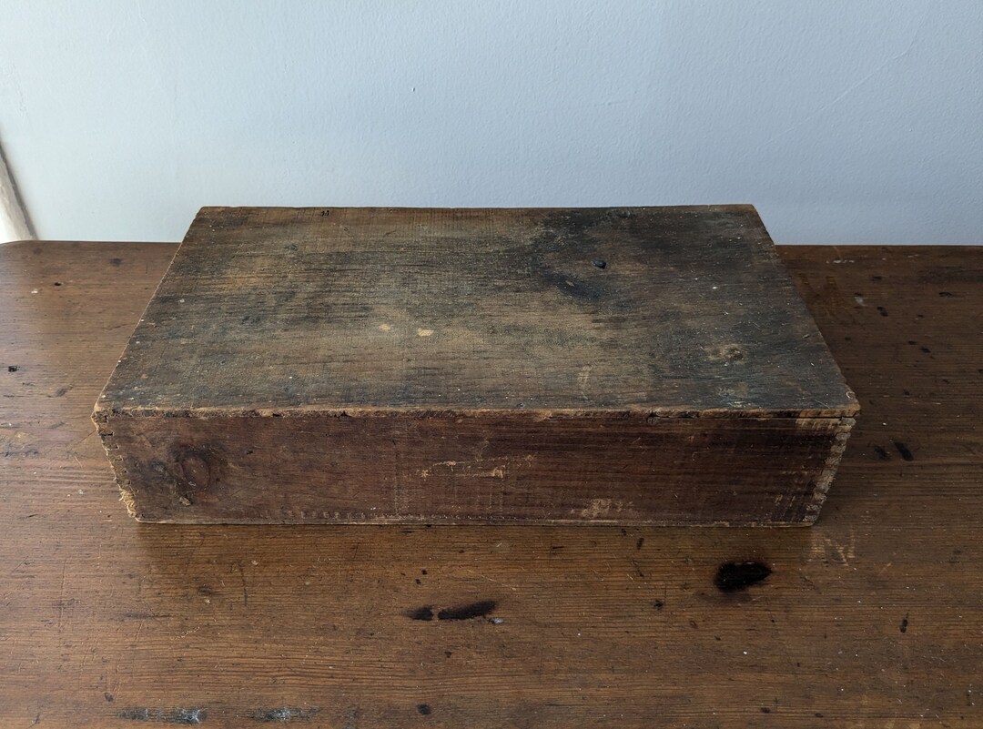 Dovetailed Pineapple Glace Wood Box, 13 X 7 Antique Hinged Storage ...