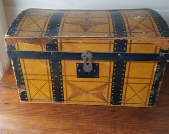 Antique Wood Trunk | Etsy