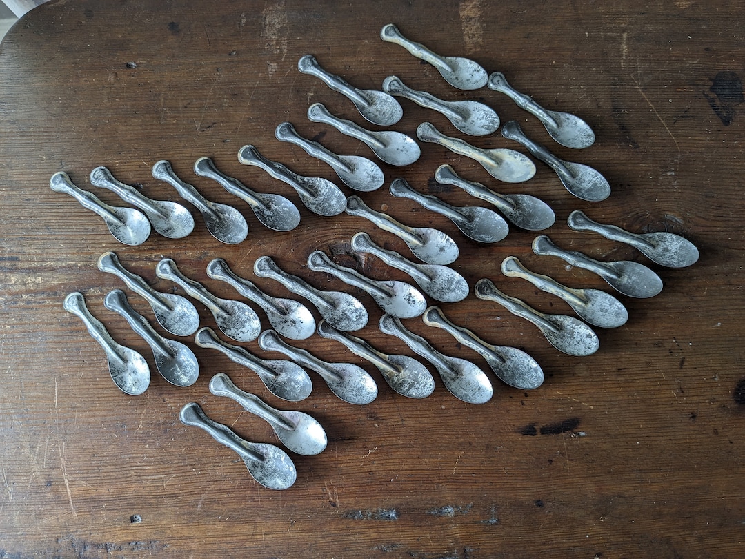 Bundle of 35 Tin Mini Spoons, Ice Cream Taster Sample Spoons, Picnic ...
