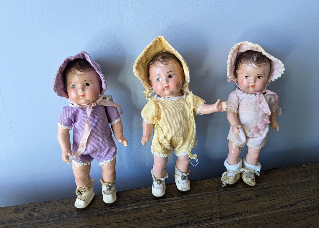 Three Madame Alexander Dionne Quintuplets 1930's Dolls, 7 1/2 ...