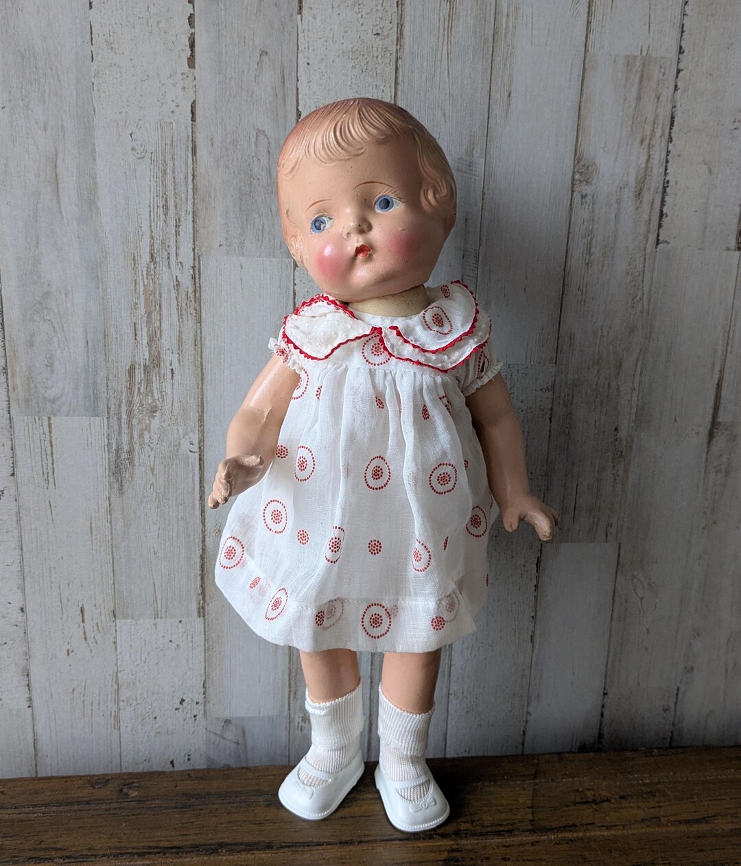 Patsy Type Composition Doll, 15" Tall, Molded Hair, Painted Face, Side ...