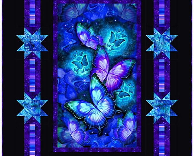 Timeless Treasures Cosmic Butterfly Shine Brightly Quilt Kit Designed ...